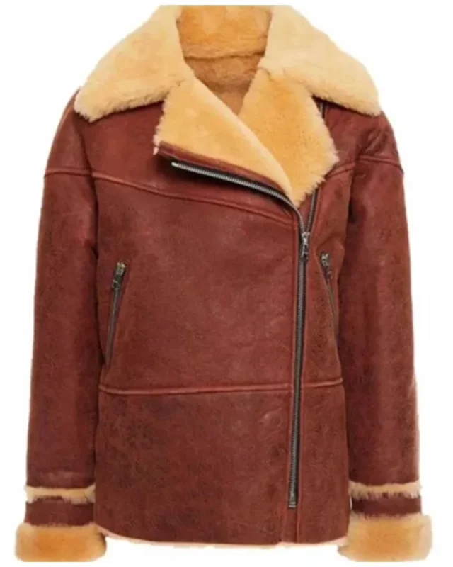 Brittney Classic Brown Soft Shearling Leather Jacket | Movie Jackets Hub